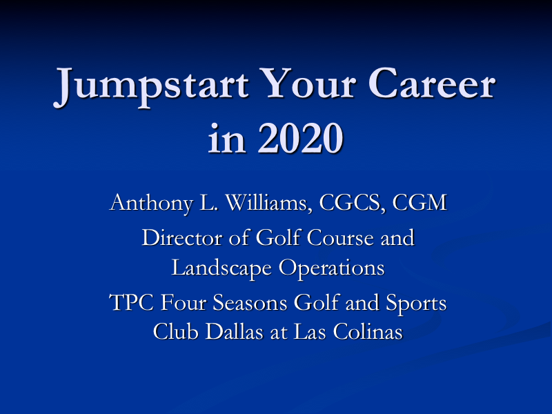 Jump start your career in 2020 - Webinar Archives - TurfNet